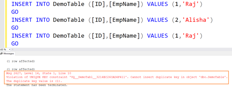 Constraints in SQL Server explained